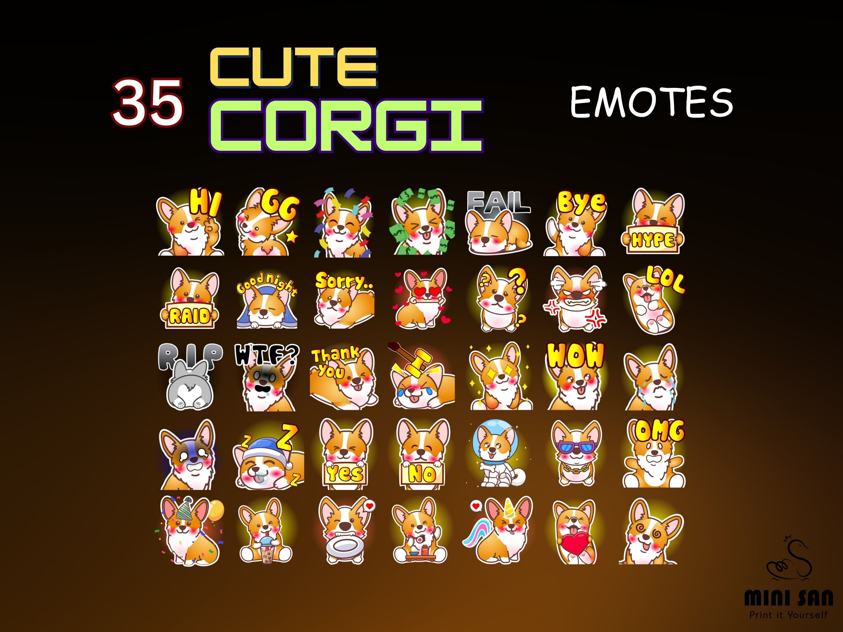 35 Cute Corgi Emotes Pack, Twitch Emotes Pack, Discord Emotes Pack ...
