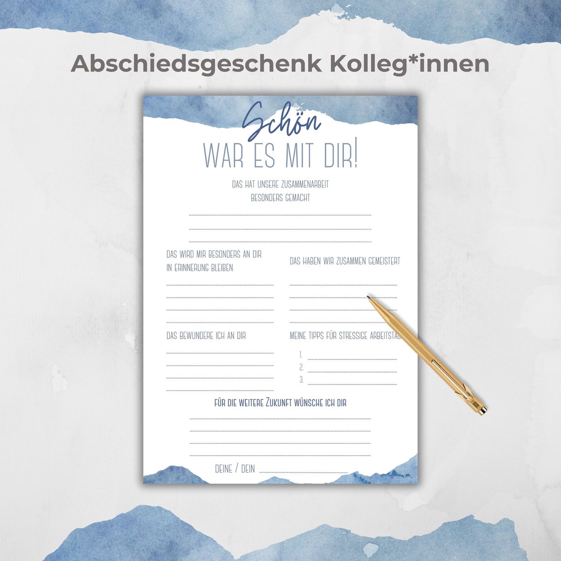 Fill-in Card for Colleagues, Farewell Gift for Colleagues, Friends ...