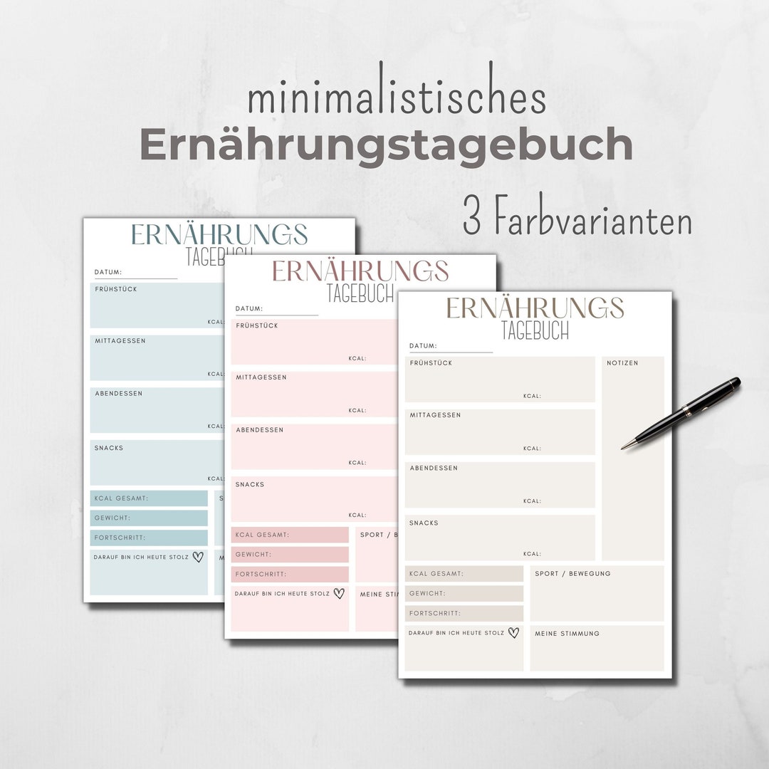 Nutrition Diary German Diet Diary Calorie Tracker Food - Etsy