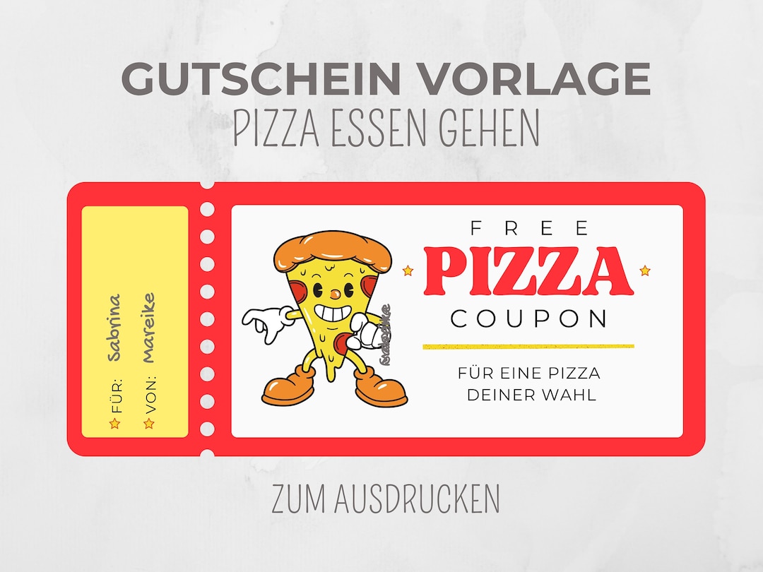Retro Pizza Gutschein Vorlage Zum Ausfüllen - Etsy