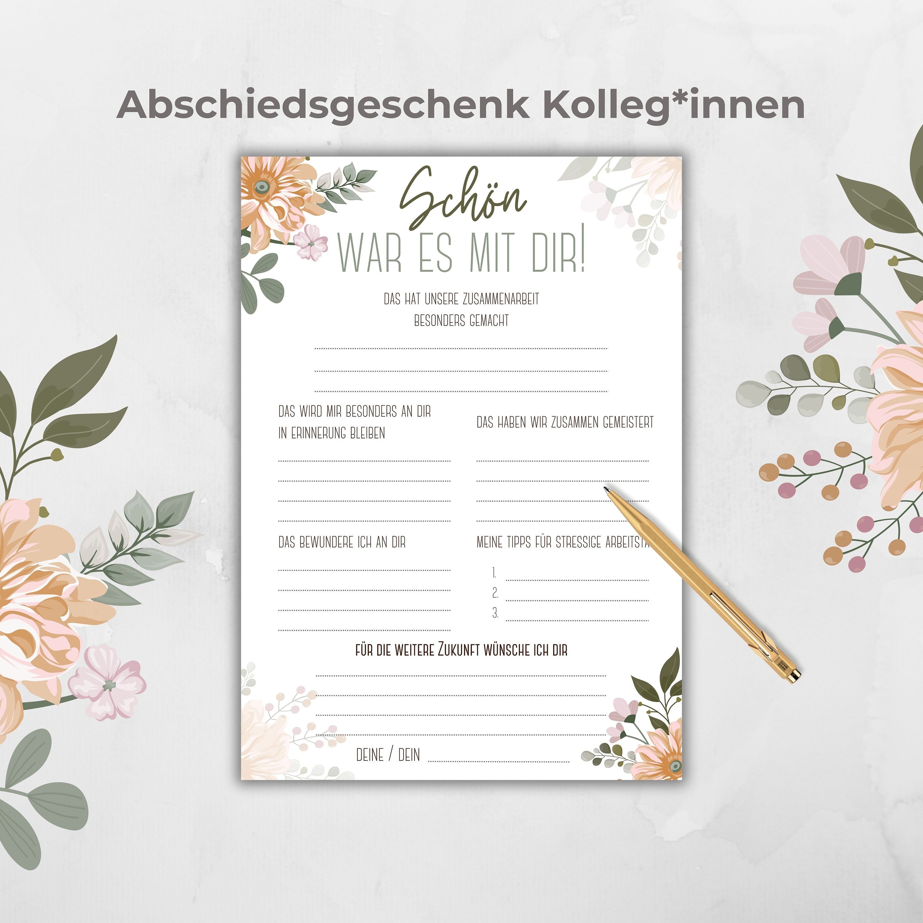 Ausfüllkarte Kollegen, Abschiedsgeschenk Kollegin, Freundebuch ...