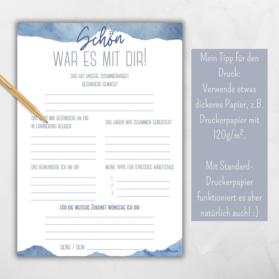 Fill-in Card for Colleagues, Farewell Gift for Colleagues, Friends ...