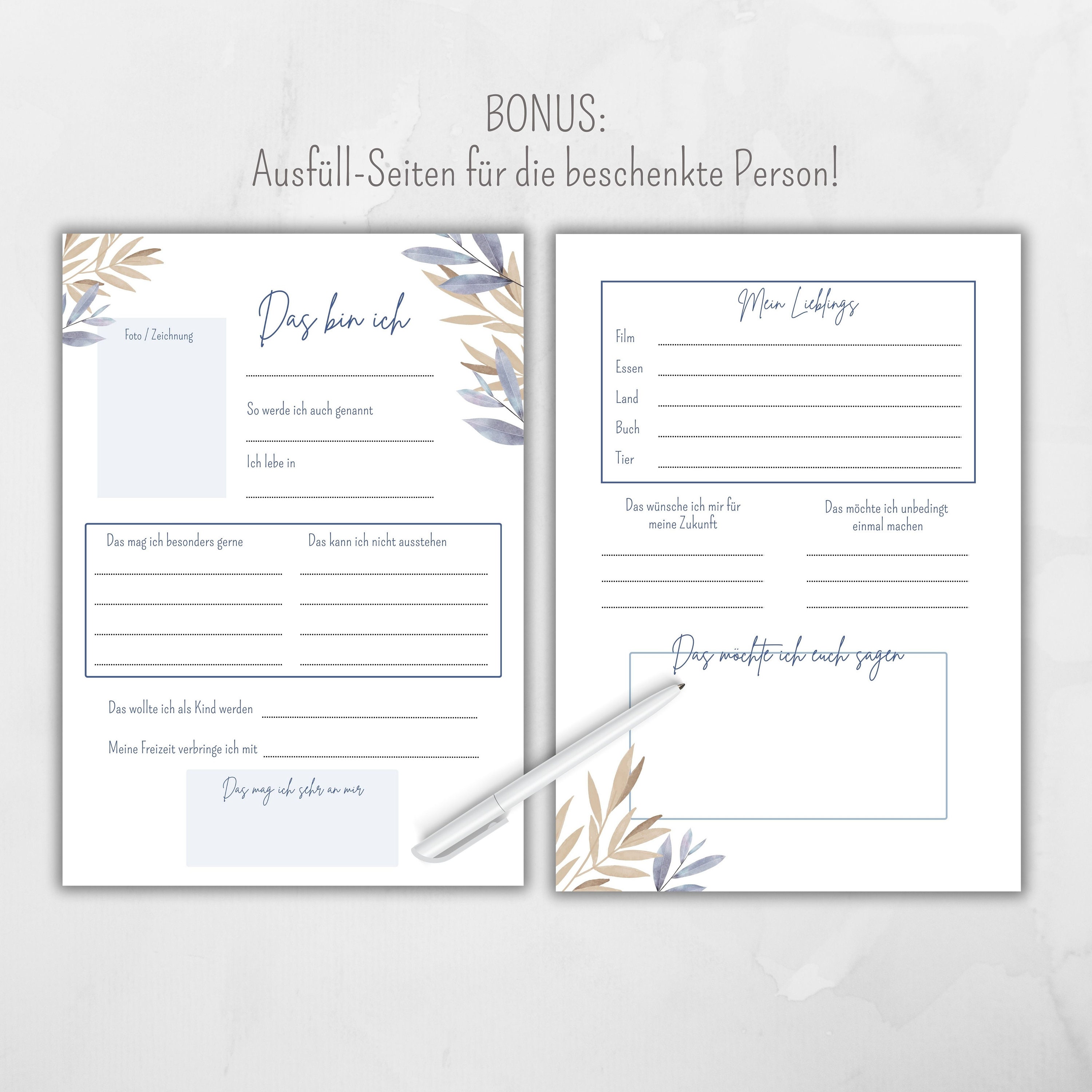 Freundebuch Seiten Erwachsene personalisierbar, Freundschaftsbuch ...