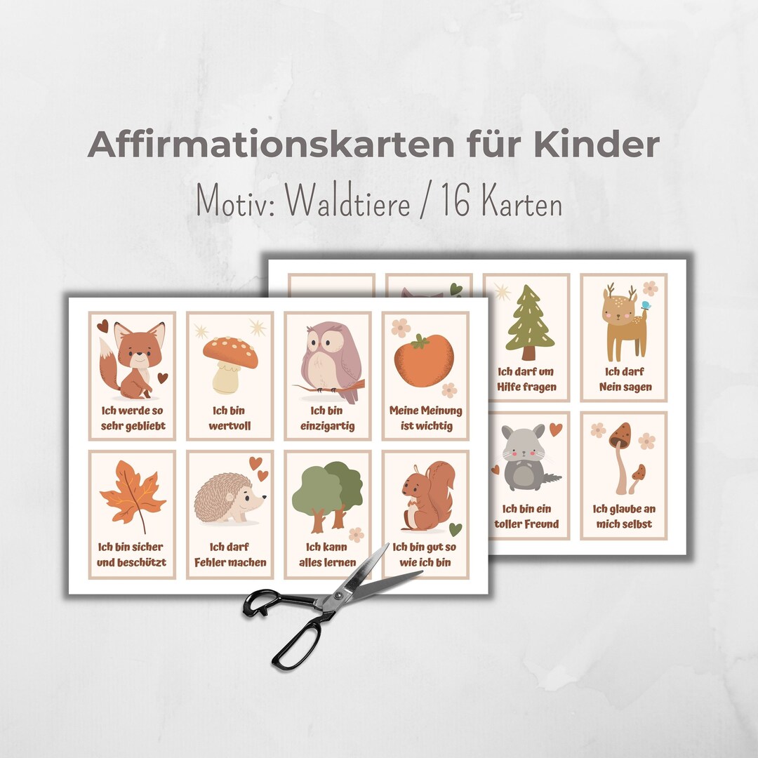 Affirmation Cards Kids, Positive Affirmations for Kids, Forest Animals ...