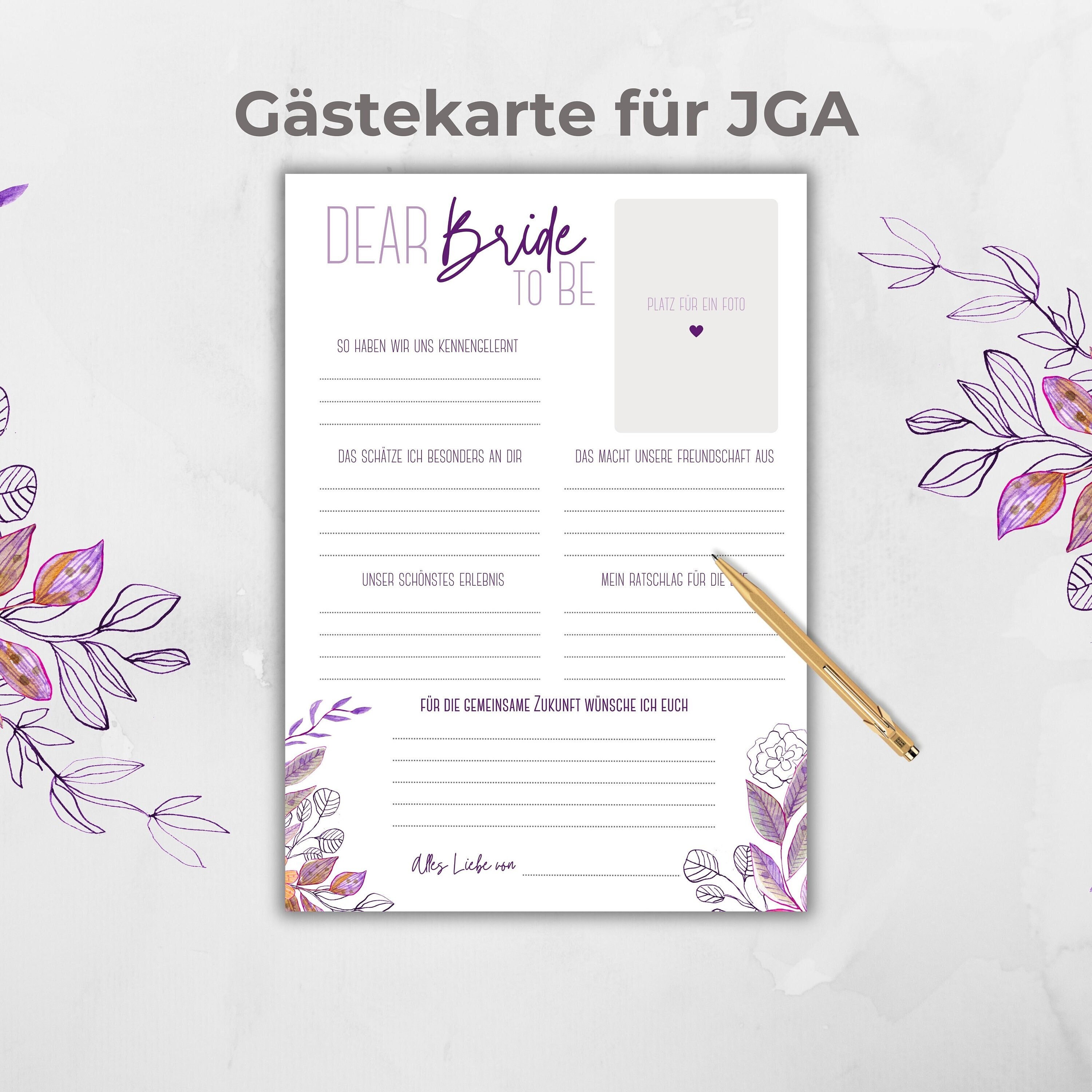 Gästekarte JGA personalisierbar, Ausfüllkarte JGA, JGA-Spiel, Aktivität ...