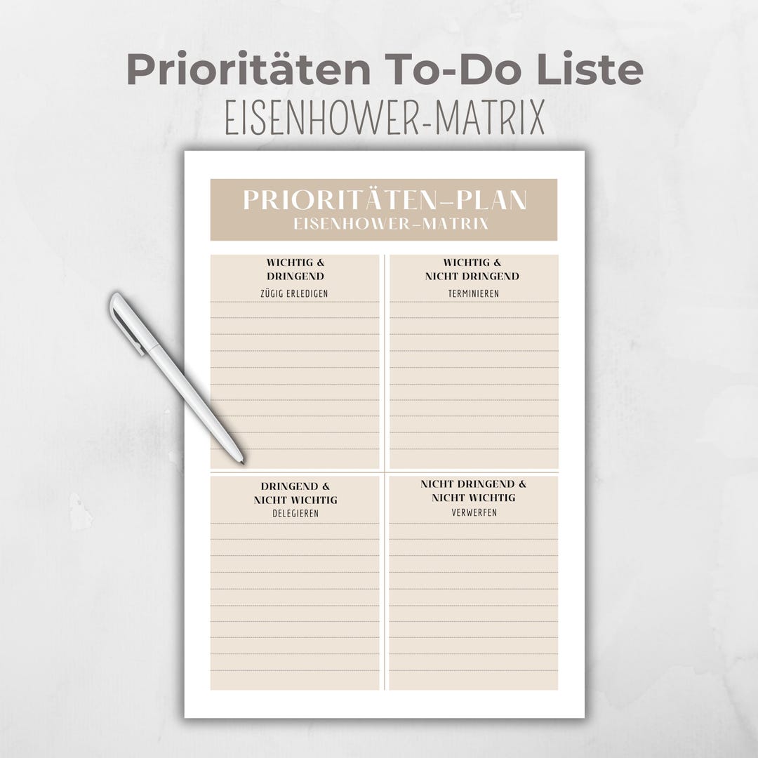 Priorities to Do List, Eisenhower Matrix German, Eisenhower Method ...