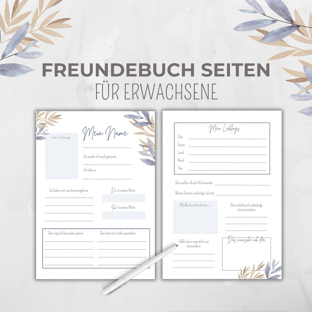 Freundebuch Seiten Erwachsene, Freundschaftsbuch Karten ...