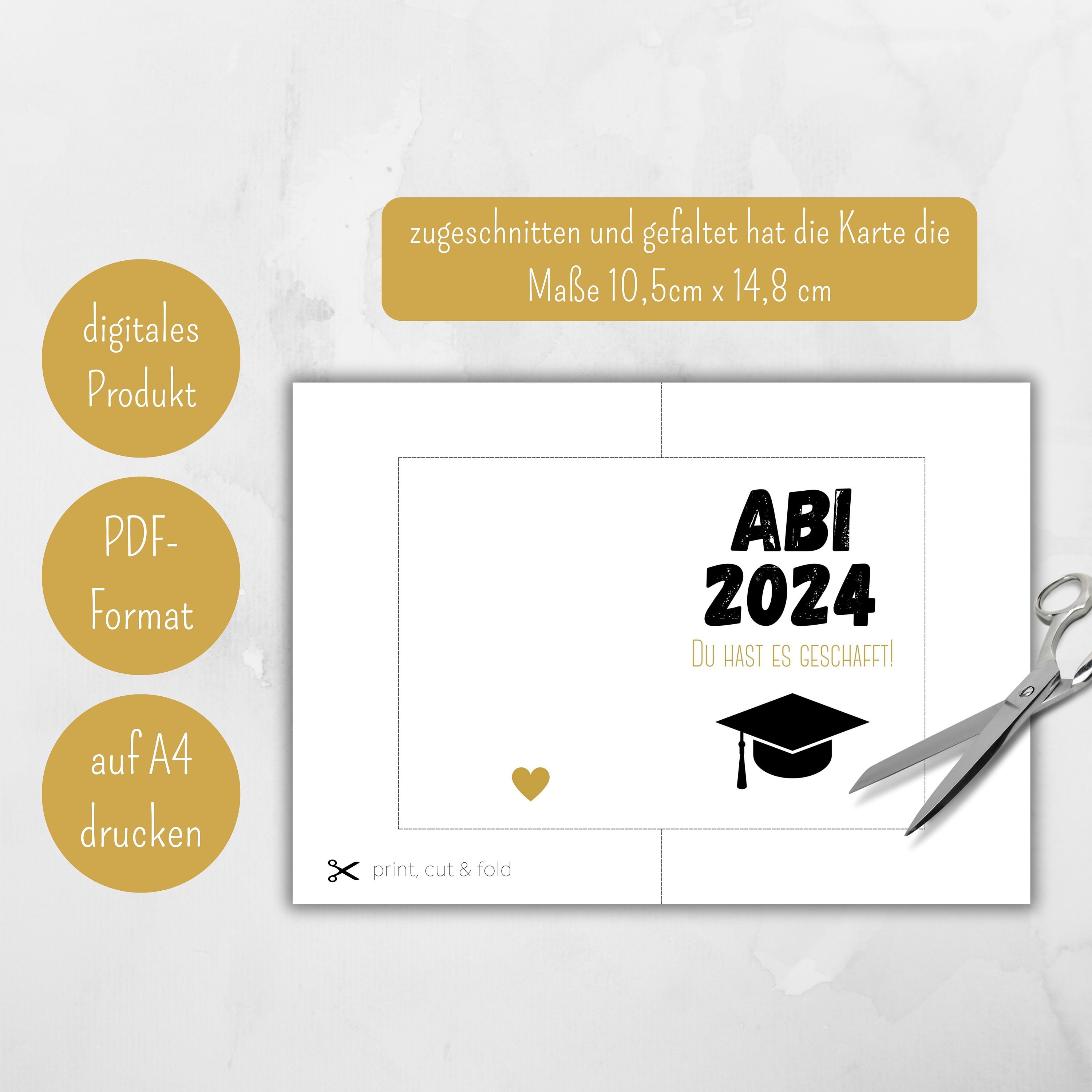 Card Abitur 2024, Congratulations Card Abitur, Last Minute Gift Abitur ...