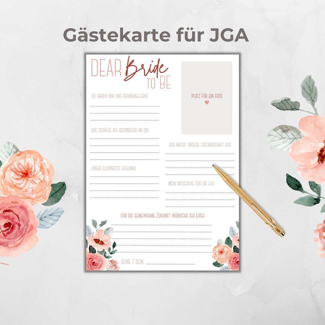 Guest Cards JGA Personalizable, Fill-in Card JGA, JGA Game, Bridal ...