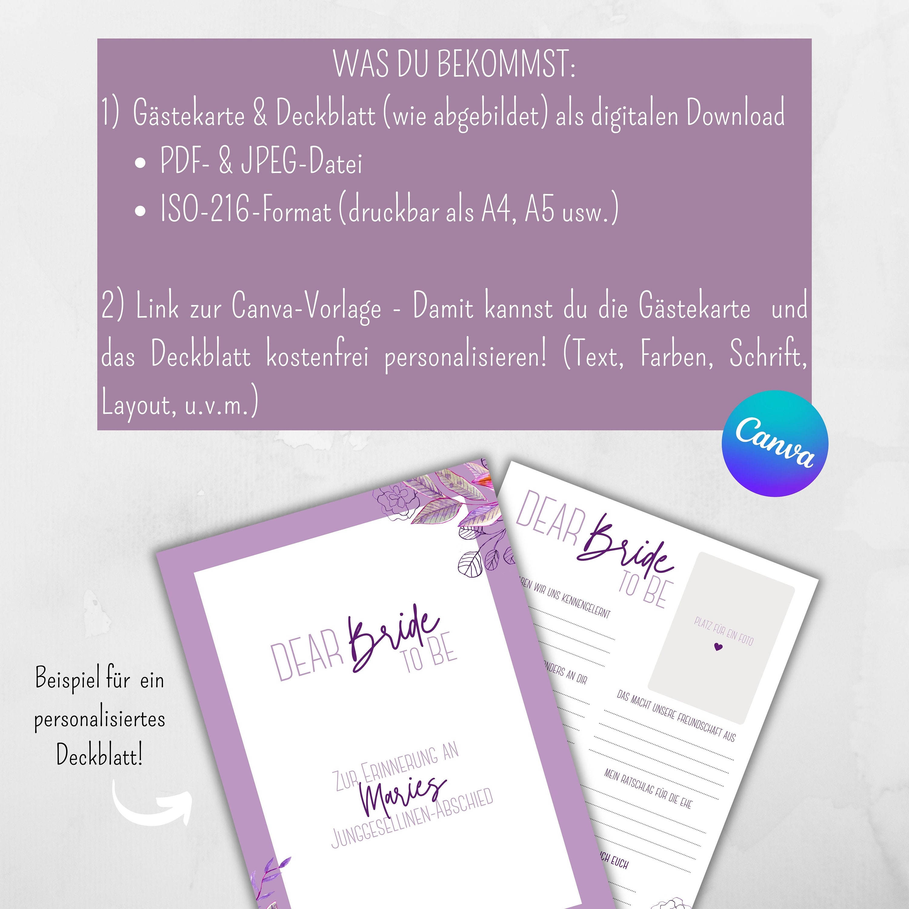 Gästekarte JGA personalisierbar, Ausfüllkarte JGA, JGA-Spiel, Aktivität ...