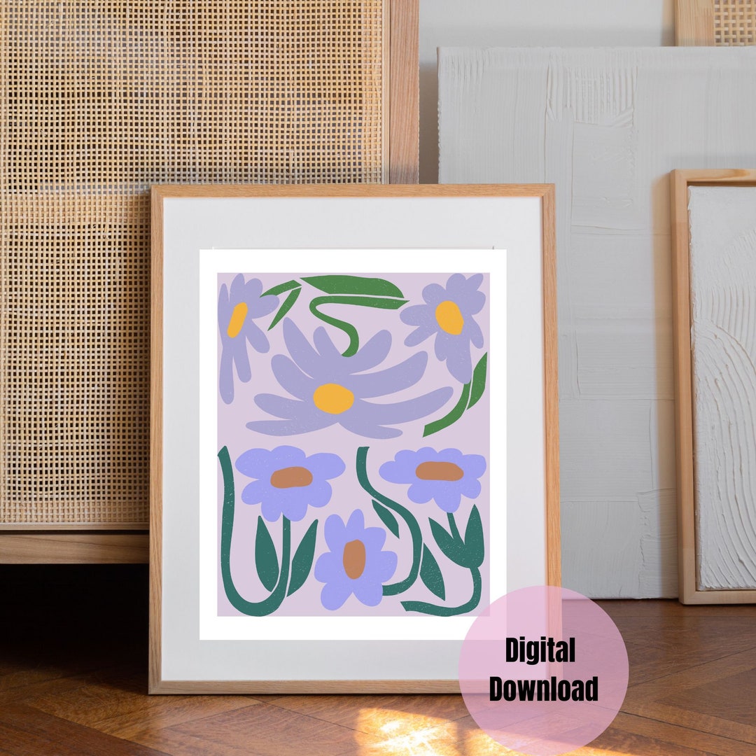 Purple Flower Art Print, Digital Download, Inspirational Artwork ...