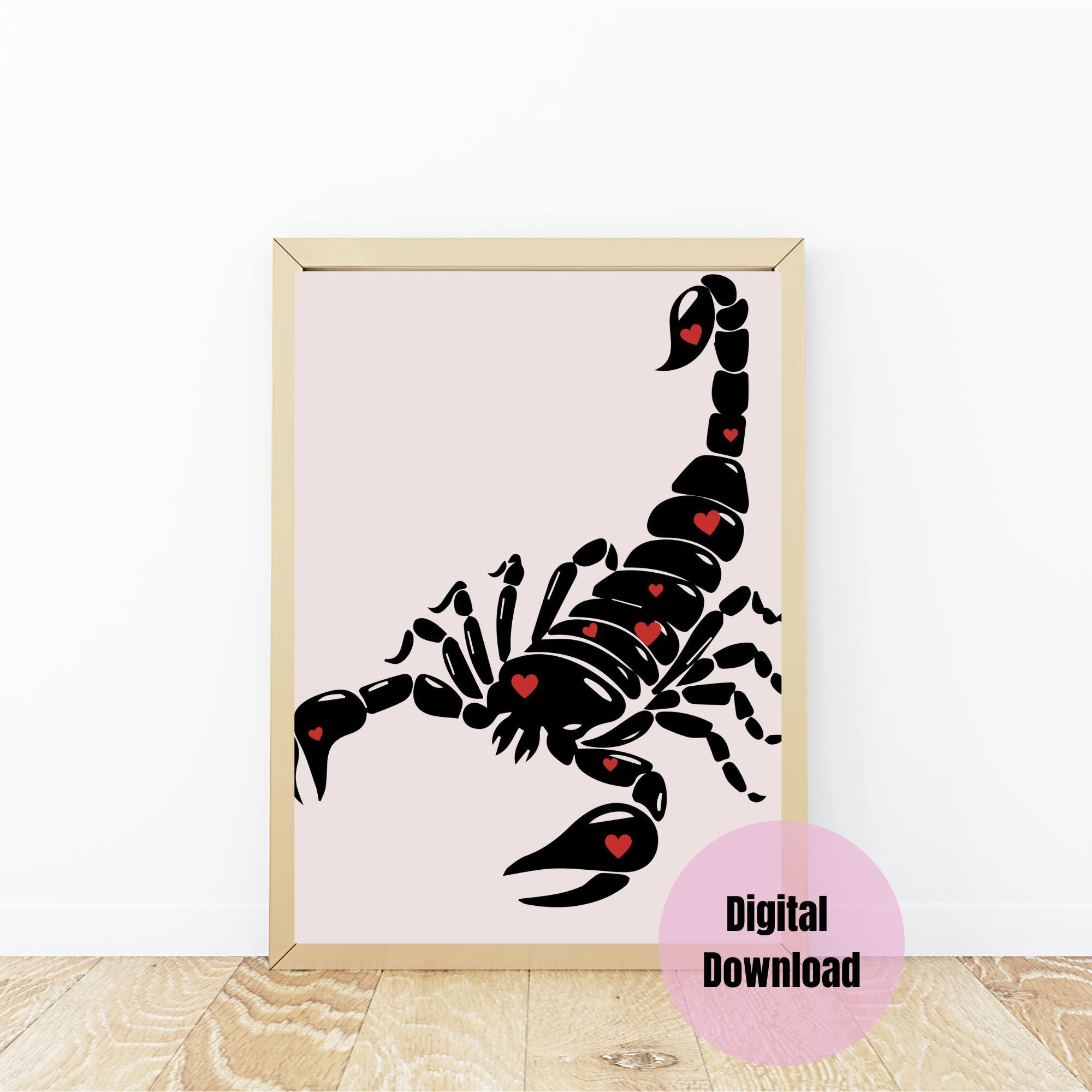 Scorpion Art Print Digital Download Wall Art Pink Art Print Fun Art ...