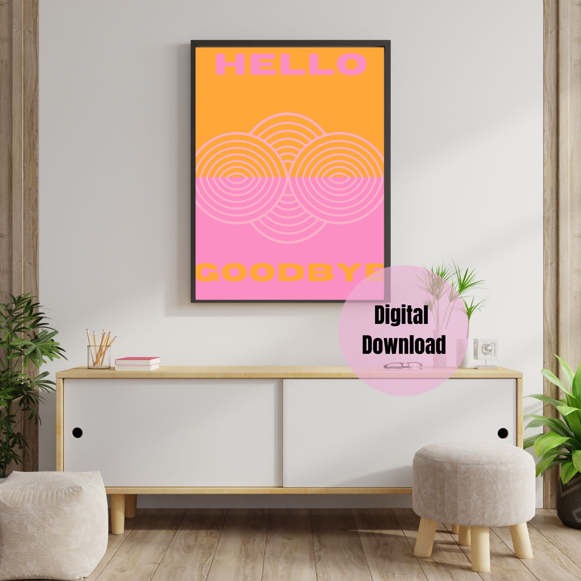 Hello Goodbye Digital Download Colorful Art Prints Trendy Wall Decor ...