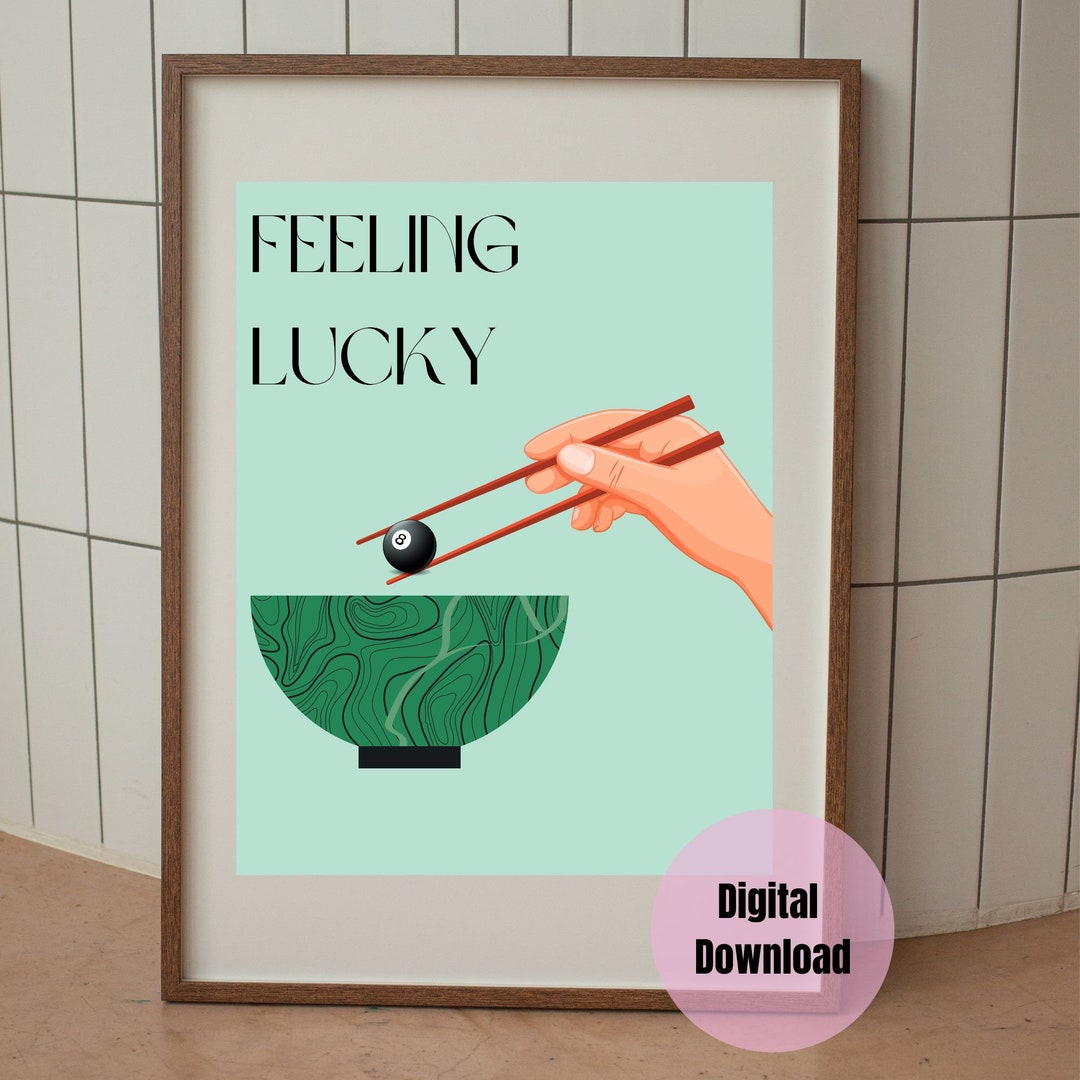 Feeling Lucky Art Print Digital Download Fun Art Colorful Art Print ...