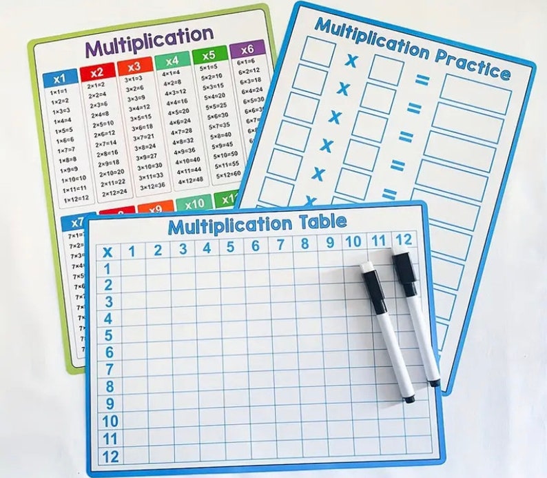 Reusable Multiplication Table for Practice - Etsy