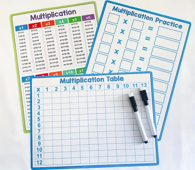 Reusable Multiplication Table for Practice - Etsy