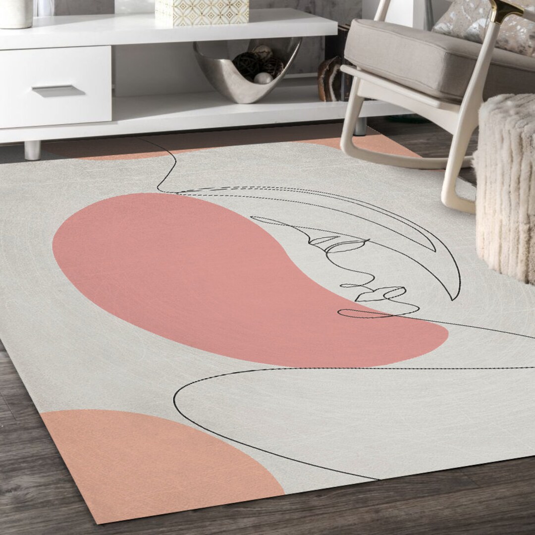 Artistic Modern Carpet Face Lines Boho Abstract Rug - Etsy