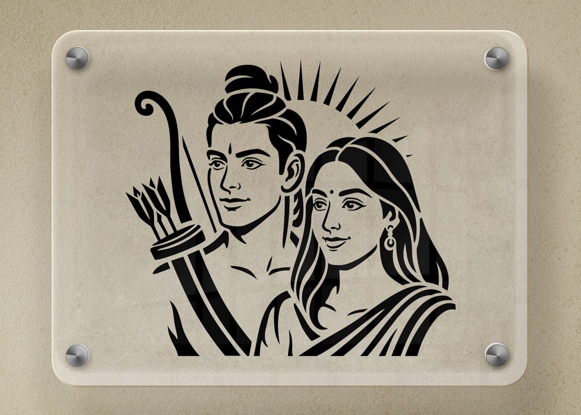 Lord Ram Sita Stencil | Hindu God SVG Template, Ram Navami & Diwali Art ...