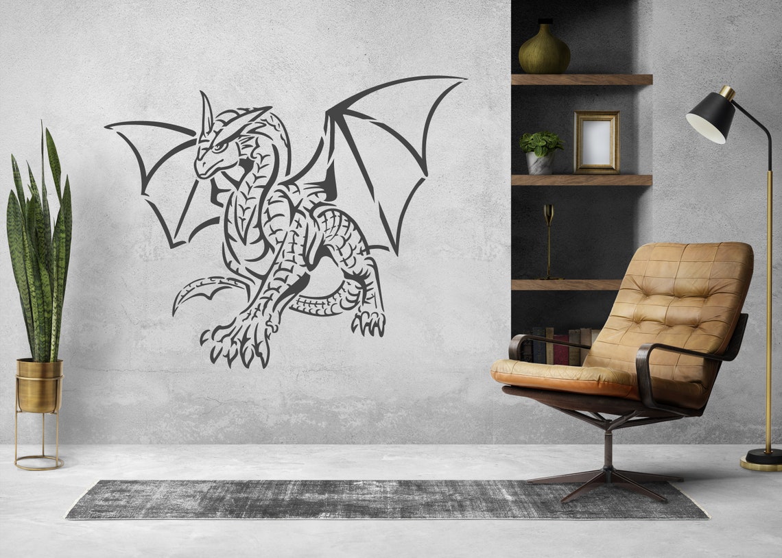 Dragon Full Body Stencil, SVG, Dxf, Dragon Printable Stencil, Mythical ...