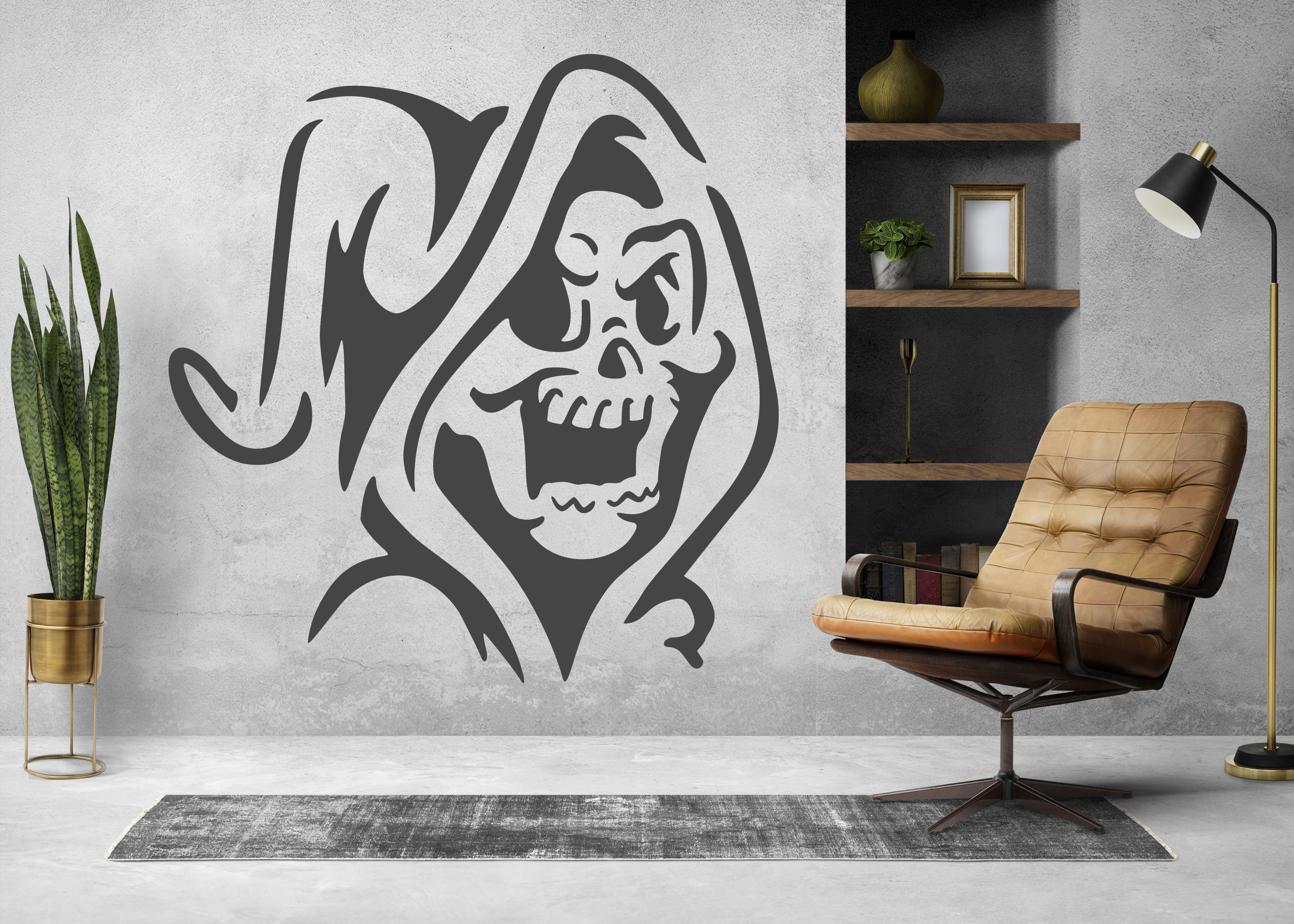 Grim Reaper Horror Face Stencil Art, Horrer Movie, Sinister Art, Wall ...