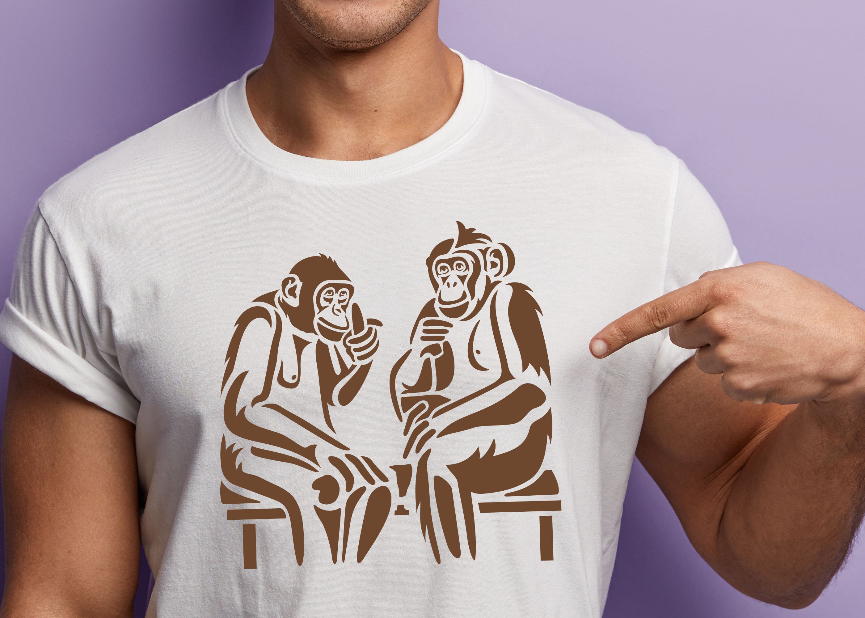 Chimpanzee Ape Art for Stencil, Vector SVG, Dxf, Chimpanzee Design ...