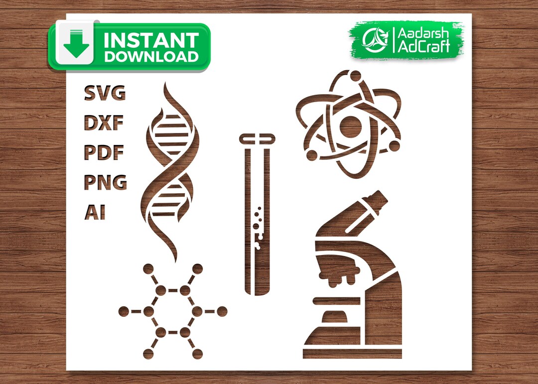Science & Medical Objects Stencil Bundle SVG, Lab Equipment Cut Files ...