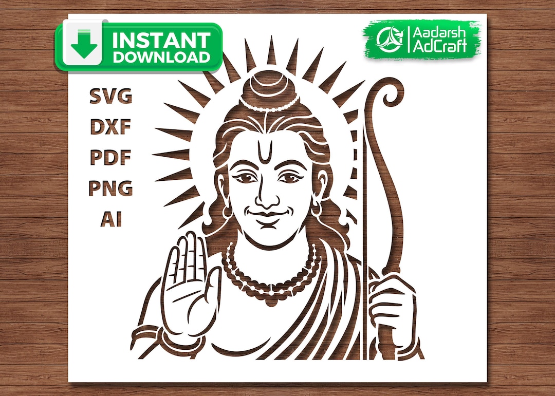 Lord Rama Stencil | Hindu God SVG Template, Ram Navami & Dussehra ...