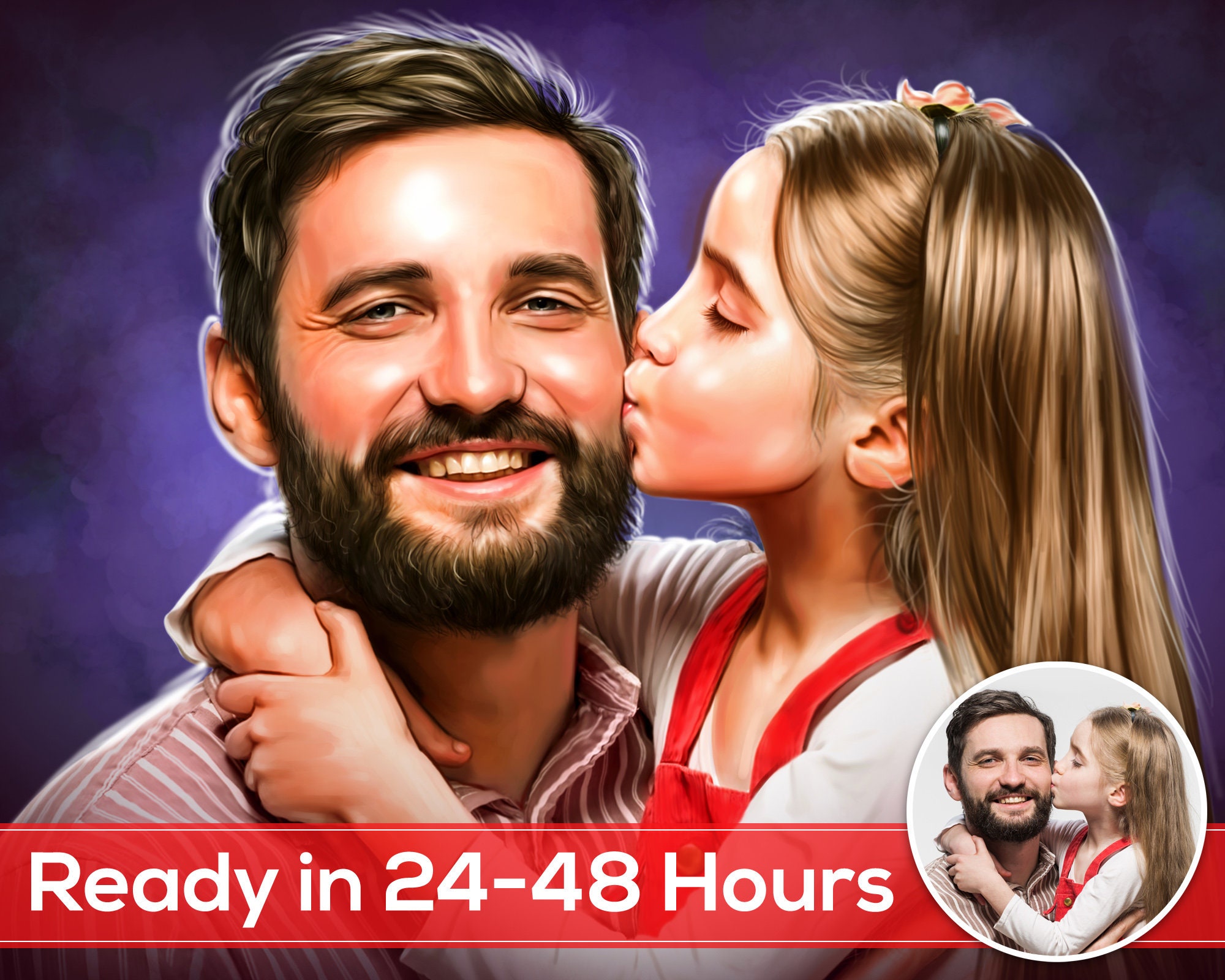 Custom Family Portrait From Your Photo, Personalize Digital Family ...