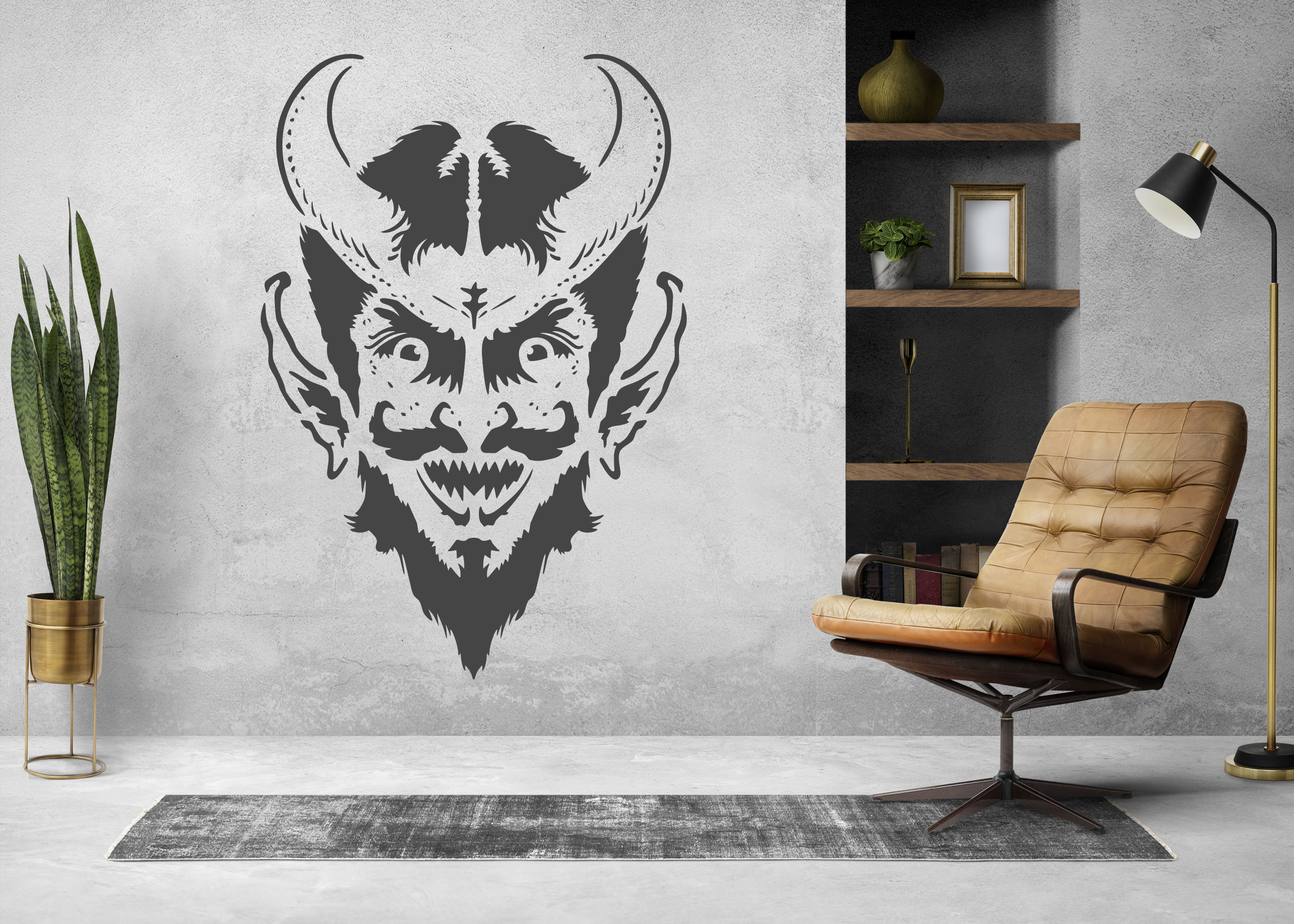 Halloween Devil Artwork Art Stencil, Satan Design, Lucifer Art, Wall ...