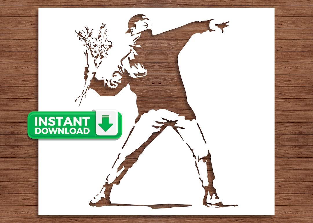 Banksy Rage Flower Bomber Stencil Art Unique Protest Inspired - Etsy