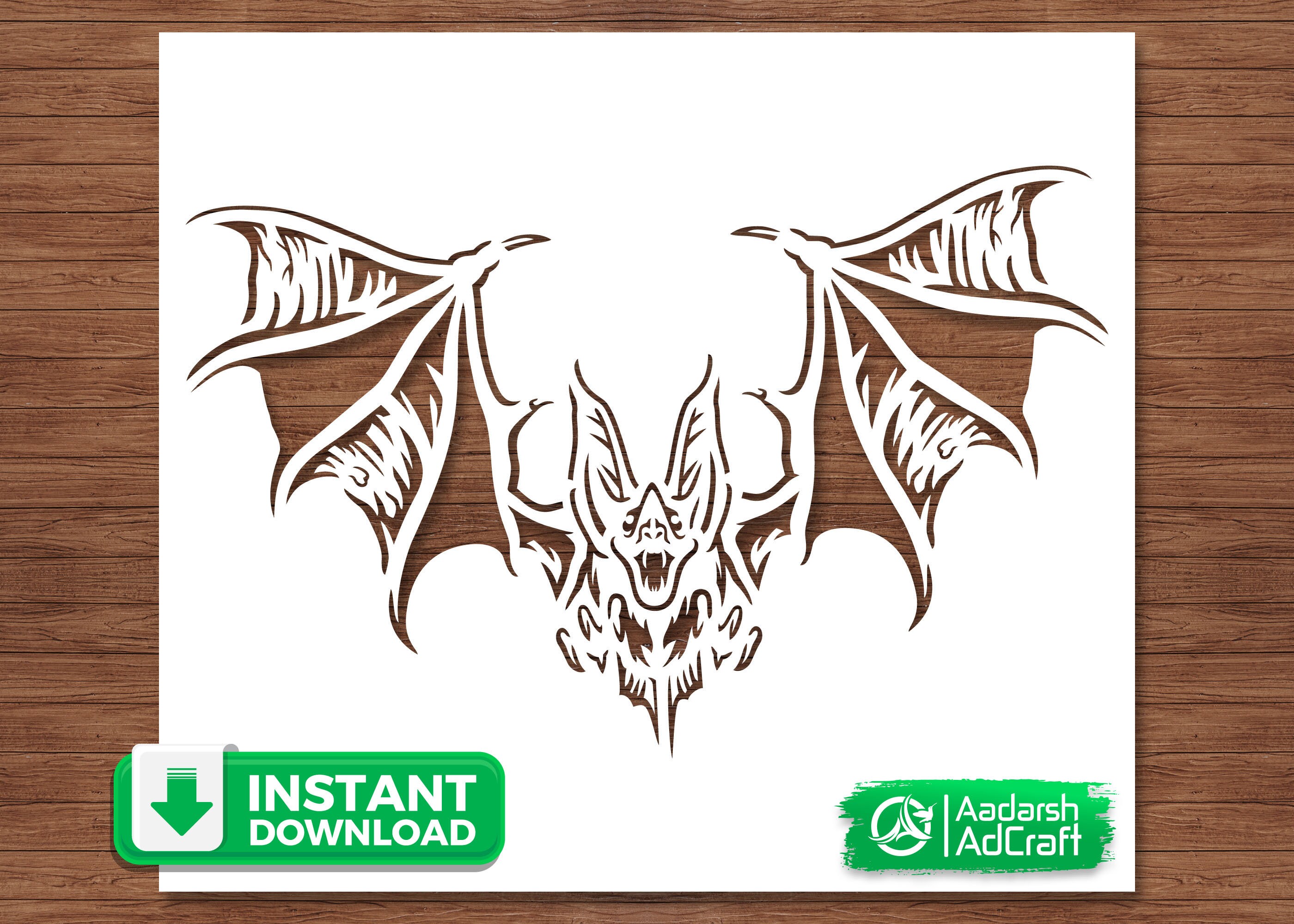 Flying Bat Horror Stencil Art, Spooky Decor, Witchy Artwork ...