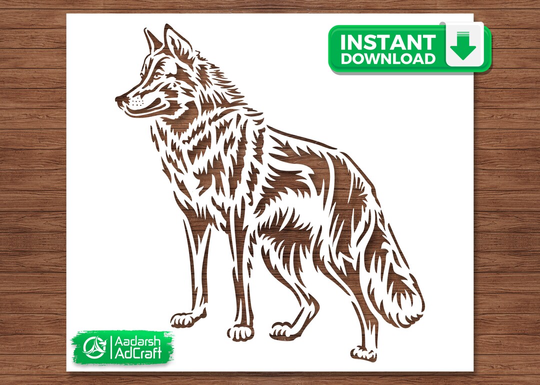 Wolf Full Body Stencil Art Vector SVG Dxf Wolf Stencil - Etsy