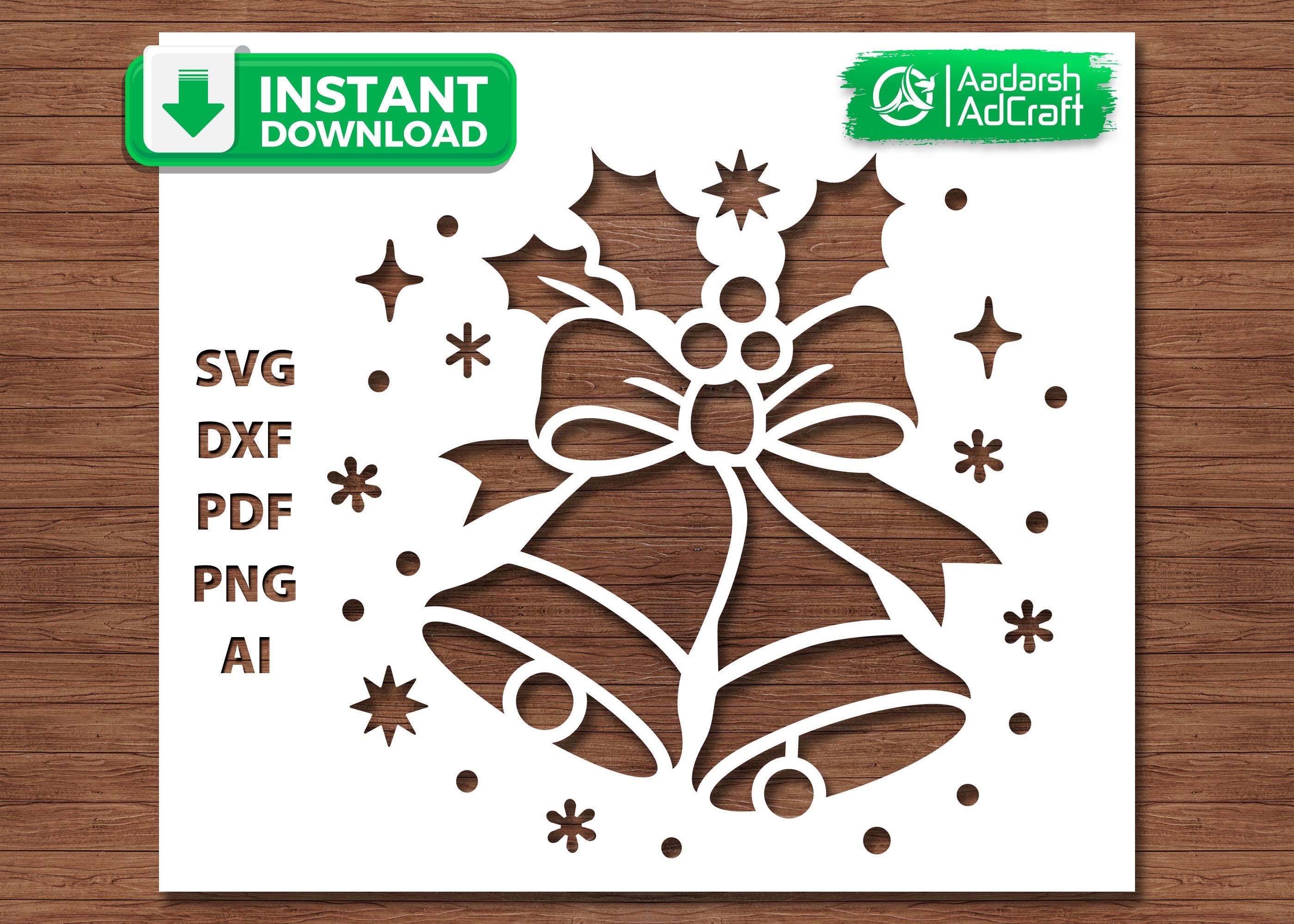 Jingle Bells Stencil | Christmas Holiday SVG Cut File, Festive Winter ...