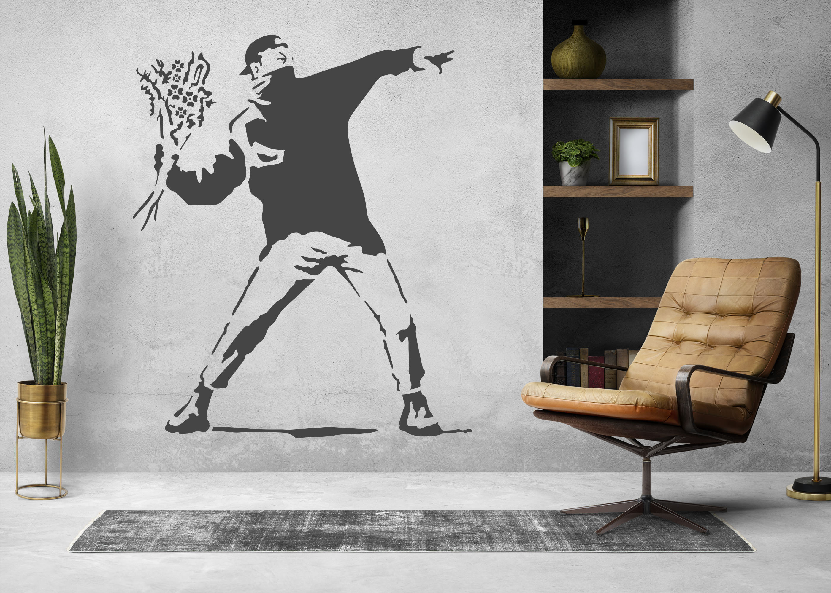 Banksy Rage Flower Bomber Stencil Art, Unique Protest Inspired Street ...