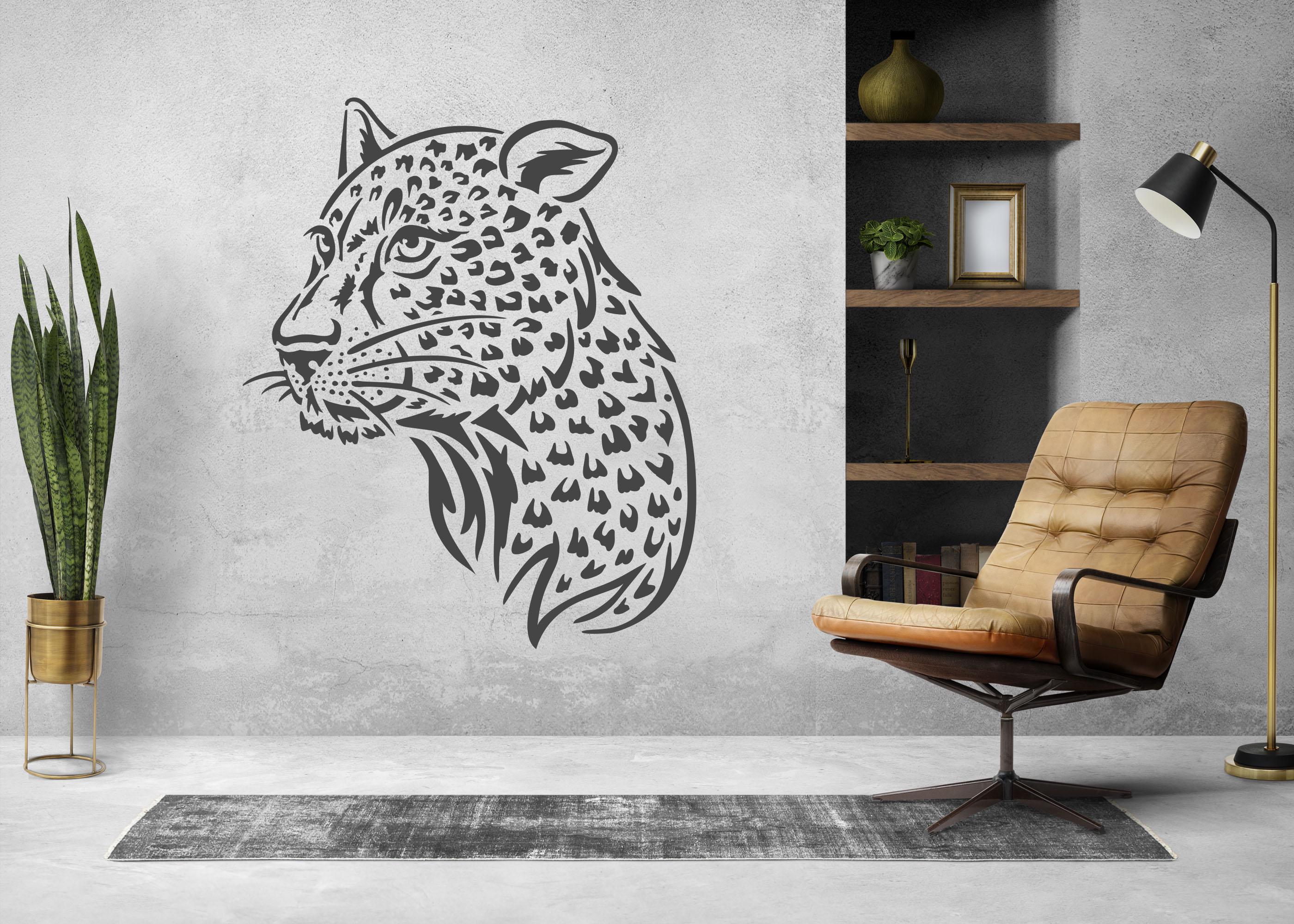 Leopard Head Side Profile Stencil SVG, Wild Animal Template for DIY ...