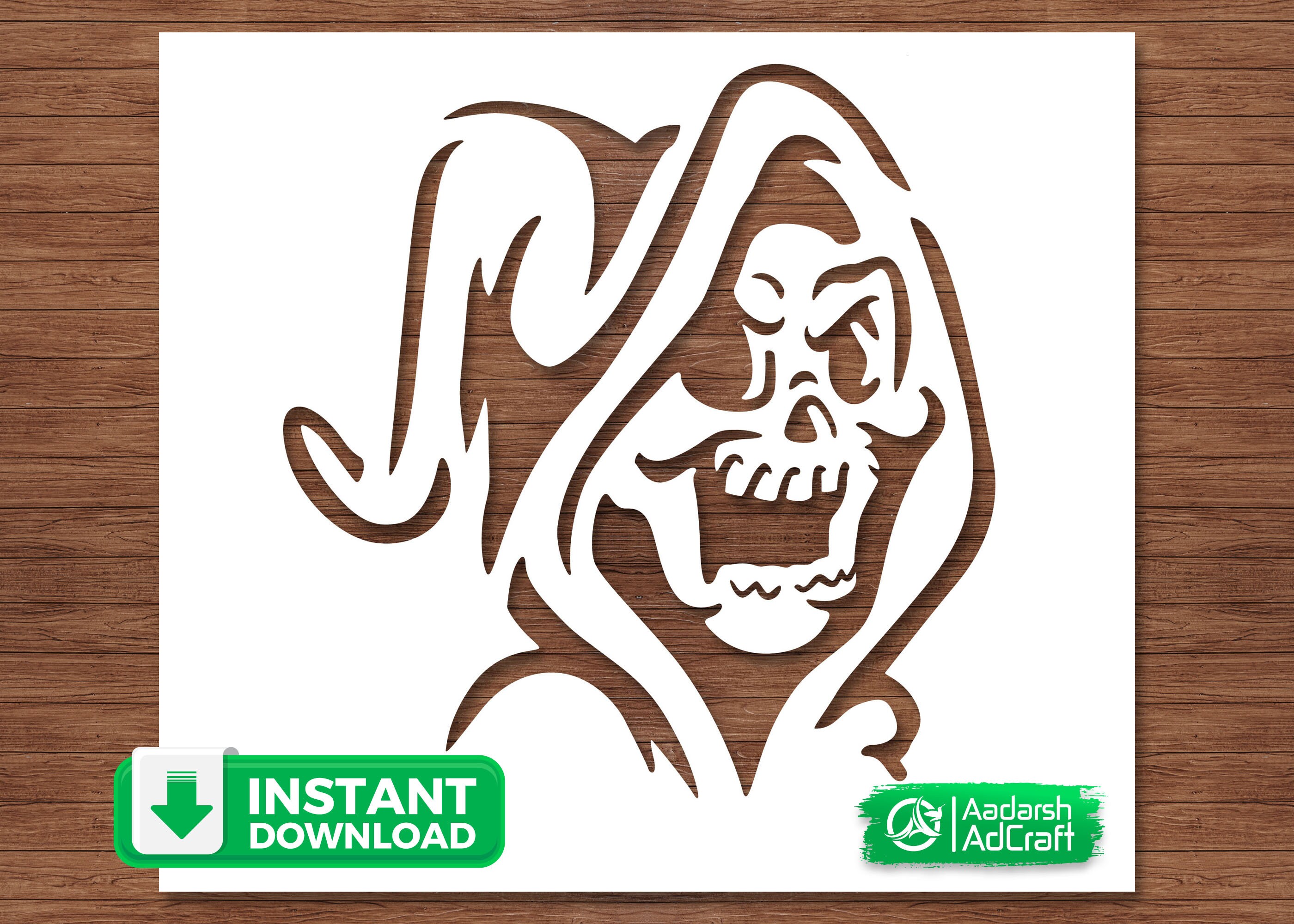 Grim Reaper Horror Face Stencil Art, Horrer Movie, Sinister Art, Wall ...