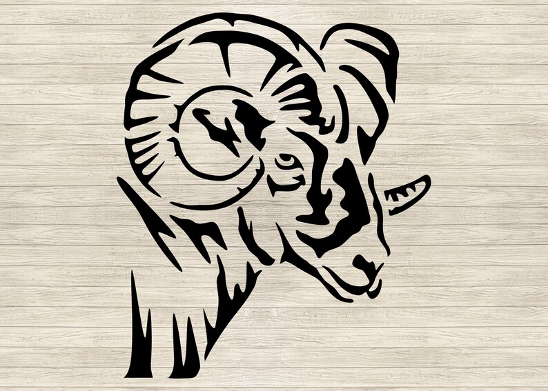 Ram Jungle Side Face Creative Stencil Art, Vector SVG, Dxf, Ram Stencil ...