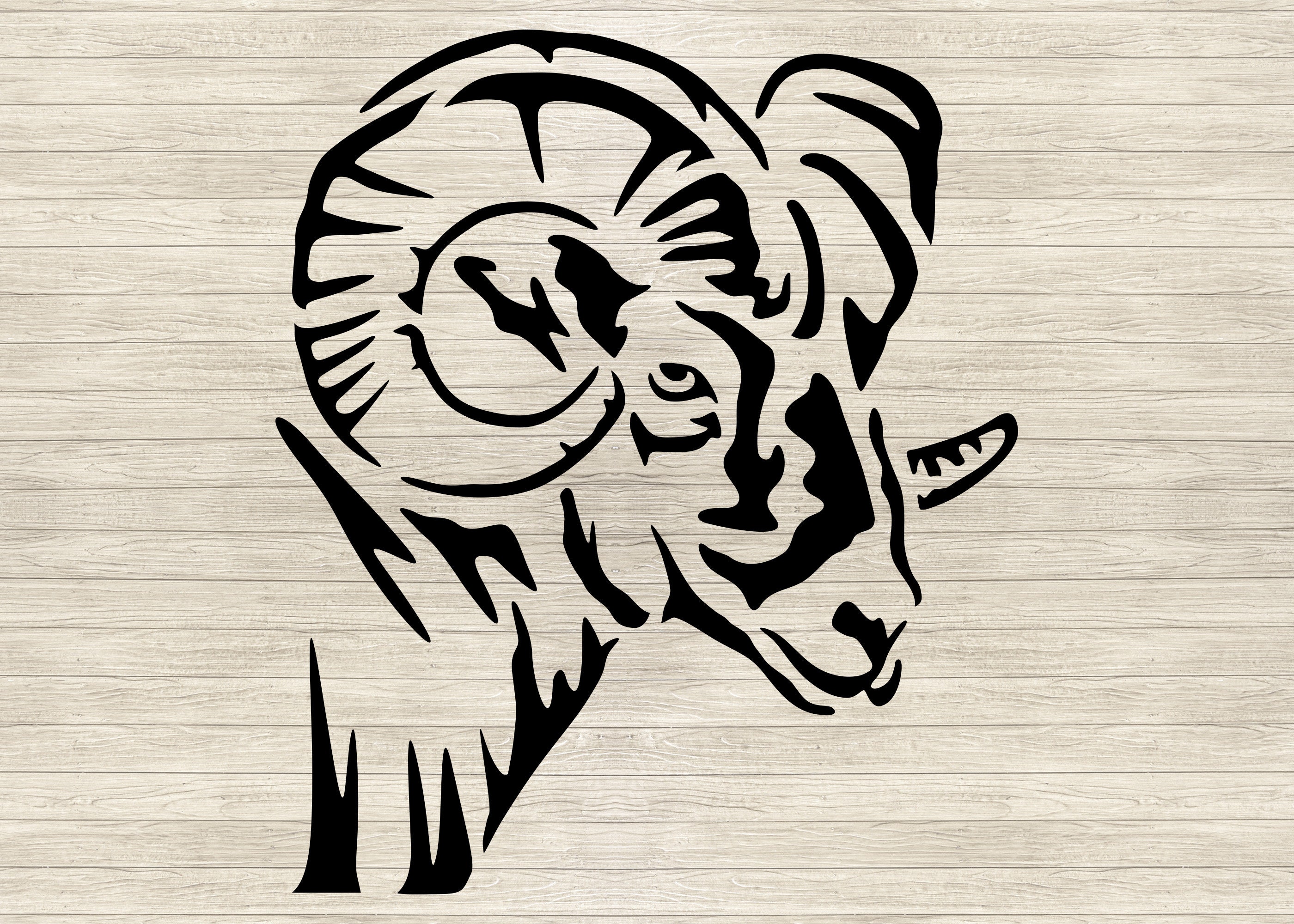 Ram Jungle Side Face Creative Stencil Art, Vector SVG, Dxf, Ram Stencil ...