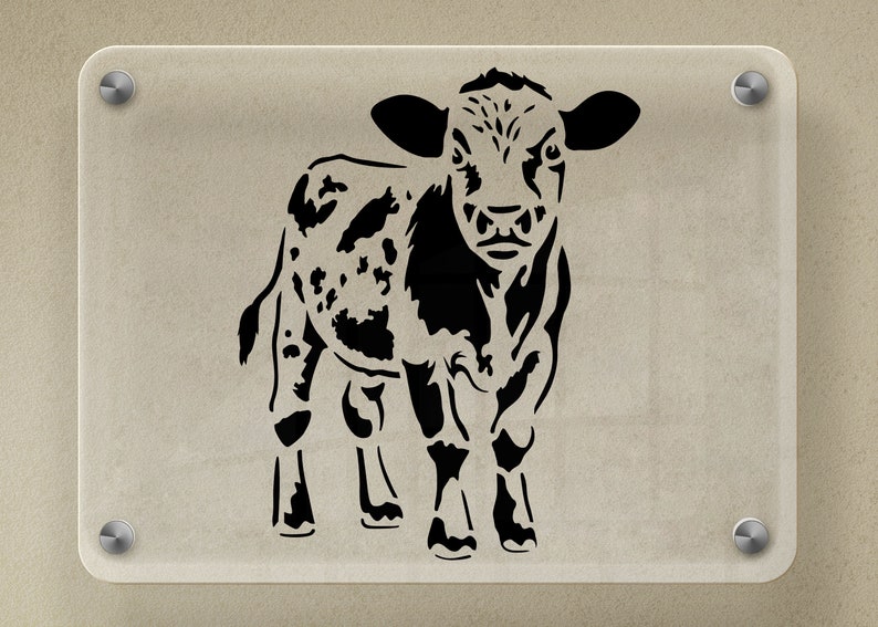 Cow Calf Full Body Stencil Art, Vector Drawing, SVG, Dxf, Cattle ...