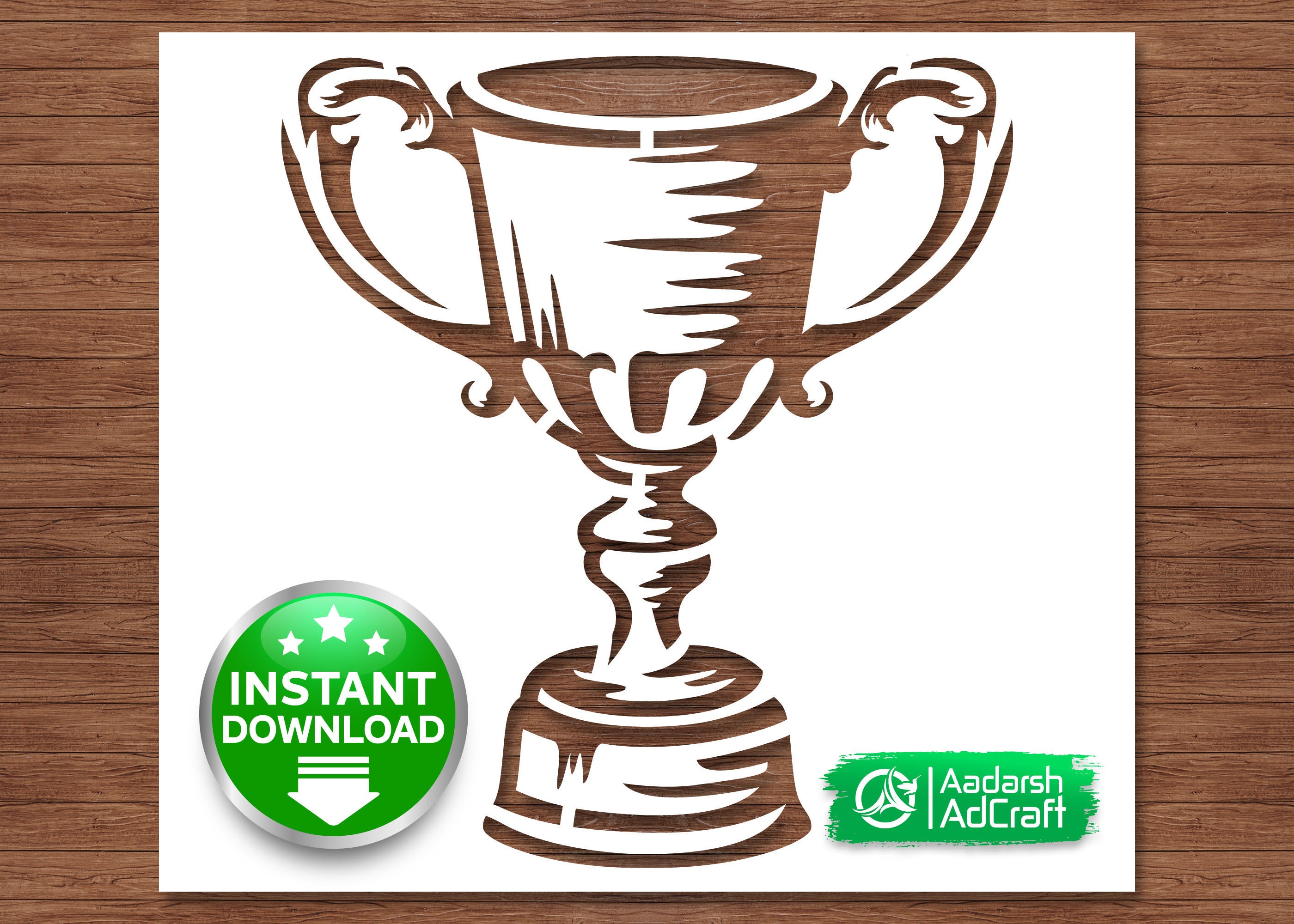 Champion and Winner Trophy Stencil Art, SVG, Dxf, Inspirational Art ...