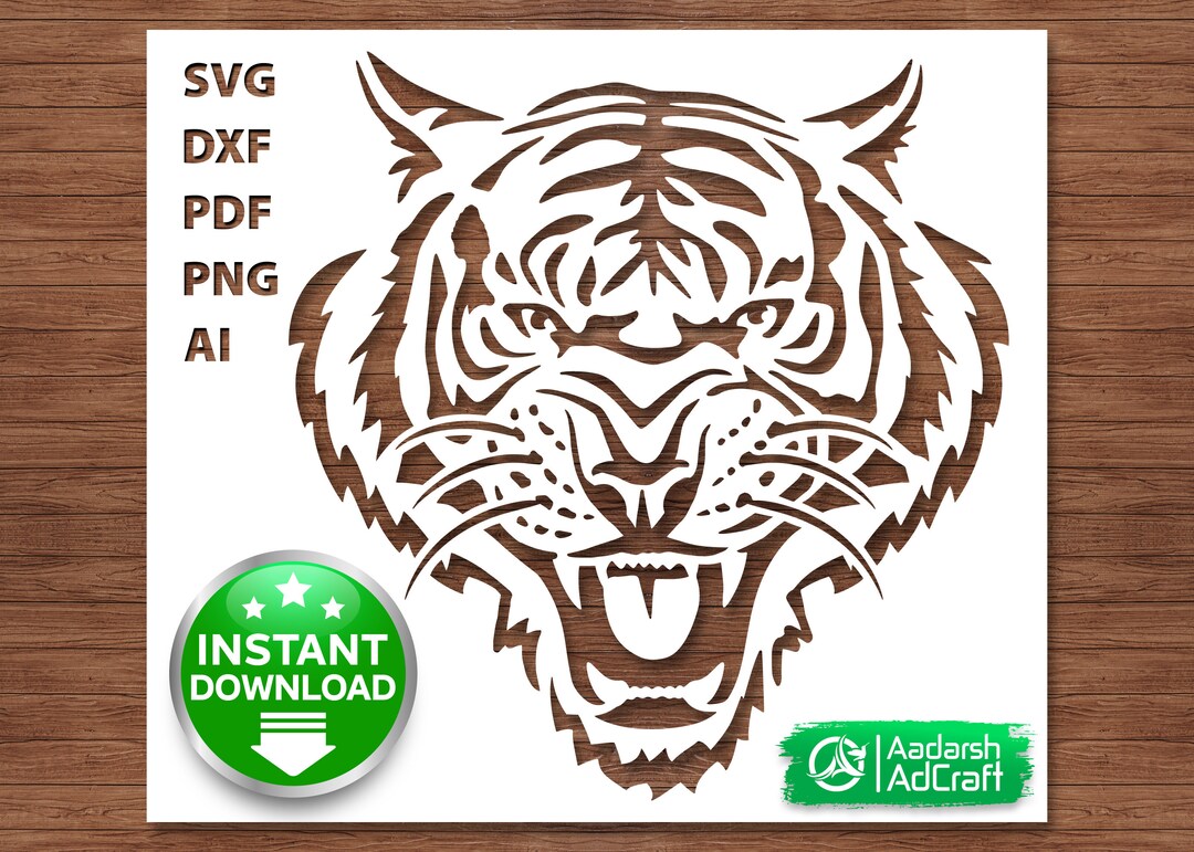 Tiger Face Art Stencil, Predator, Tiger Stencil, Animal Wall Décor ...