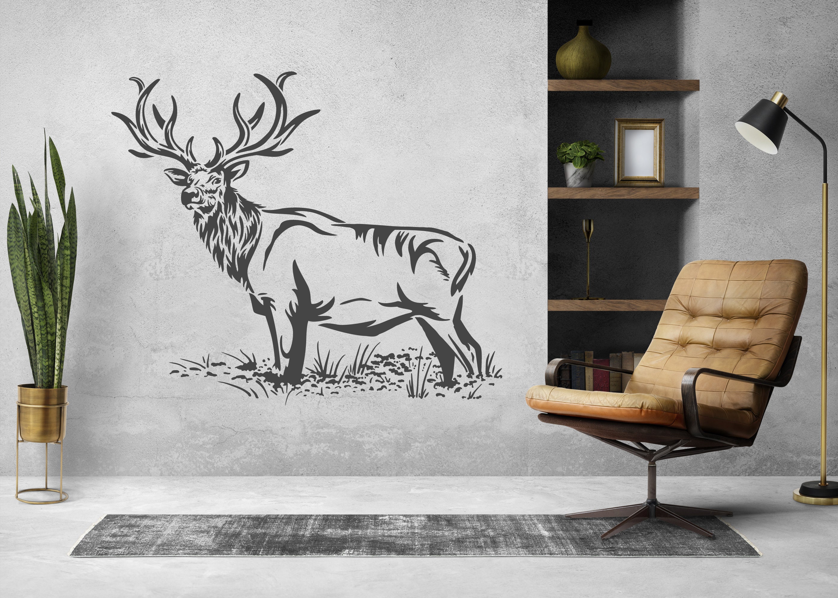 American Elk Head Side Face Full Body Stencil, SVG, Dxf, Digital ...