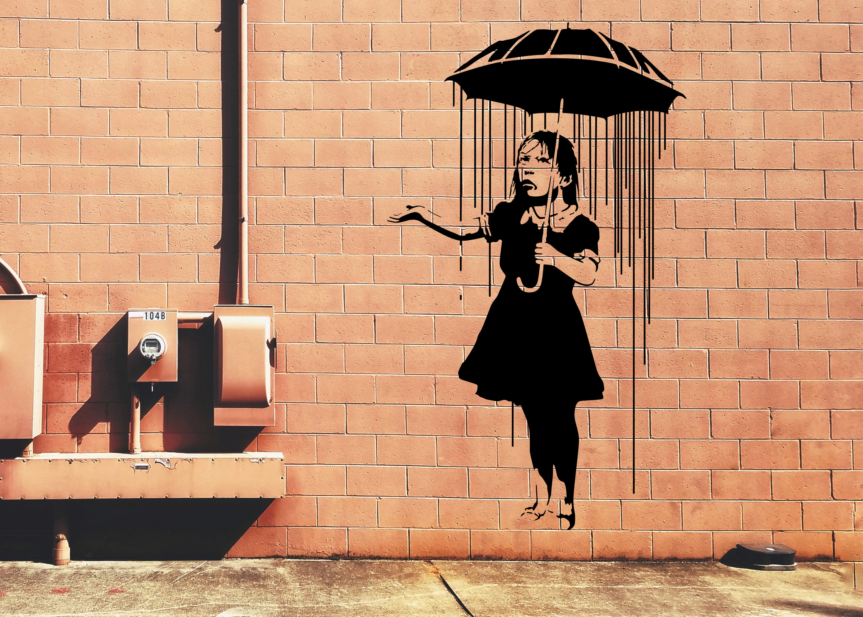 Banksy Rain Umbrella Girl Art Stencil, Svg, Dxf, Png, Pdf, Raining ...