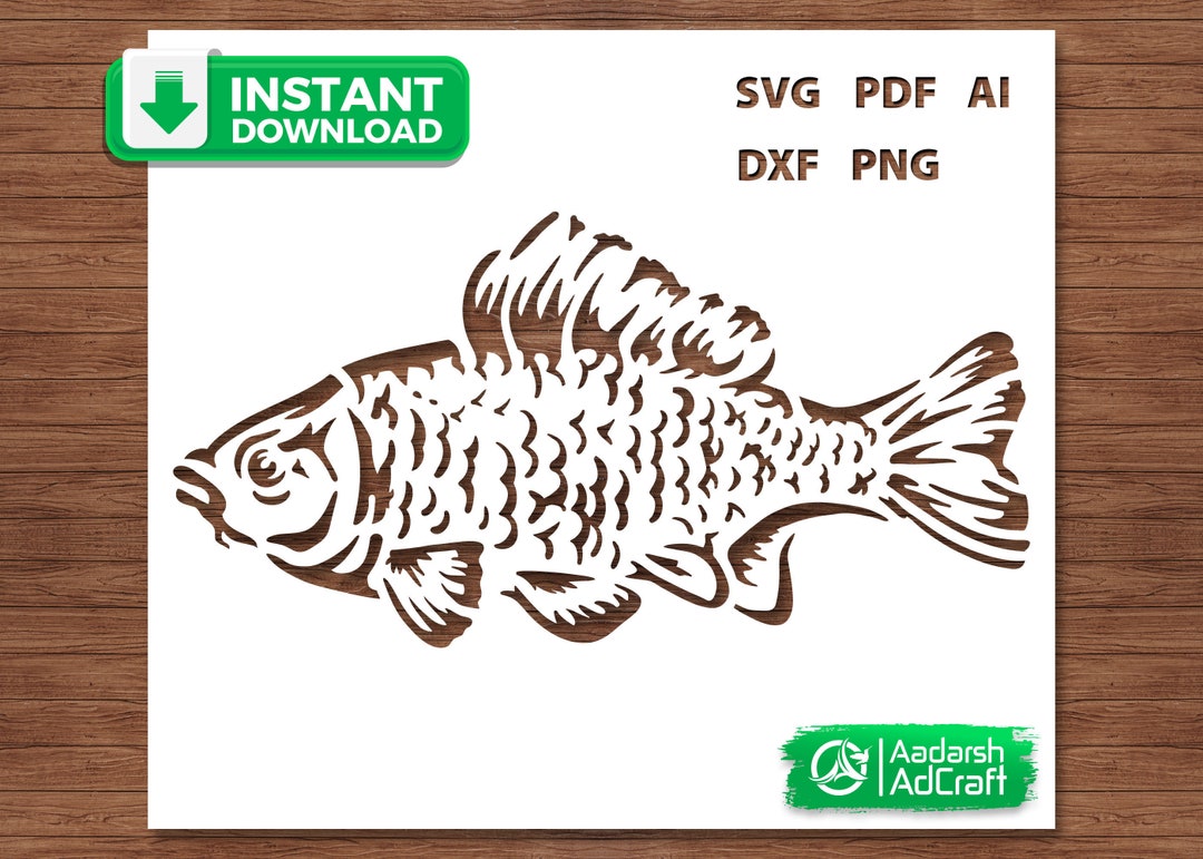 Mirror Carp Fish Aquatic Stencil Art, Sea Creature Printable, Aquatic ...