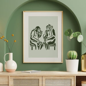 Chimpanzee Ape Art for Stencil, Vector SVG, Dxf, Chimpanzee Design ...