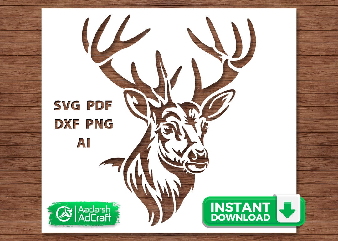 Buck Deer Head Side View Stencil SVG, Wildlife Animal Cut File for ...