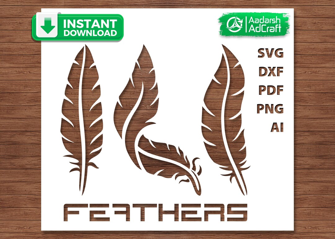 Large Three Feathers Stencil SVG Bundle, Boho Feather Cut Files for ...
