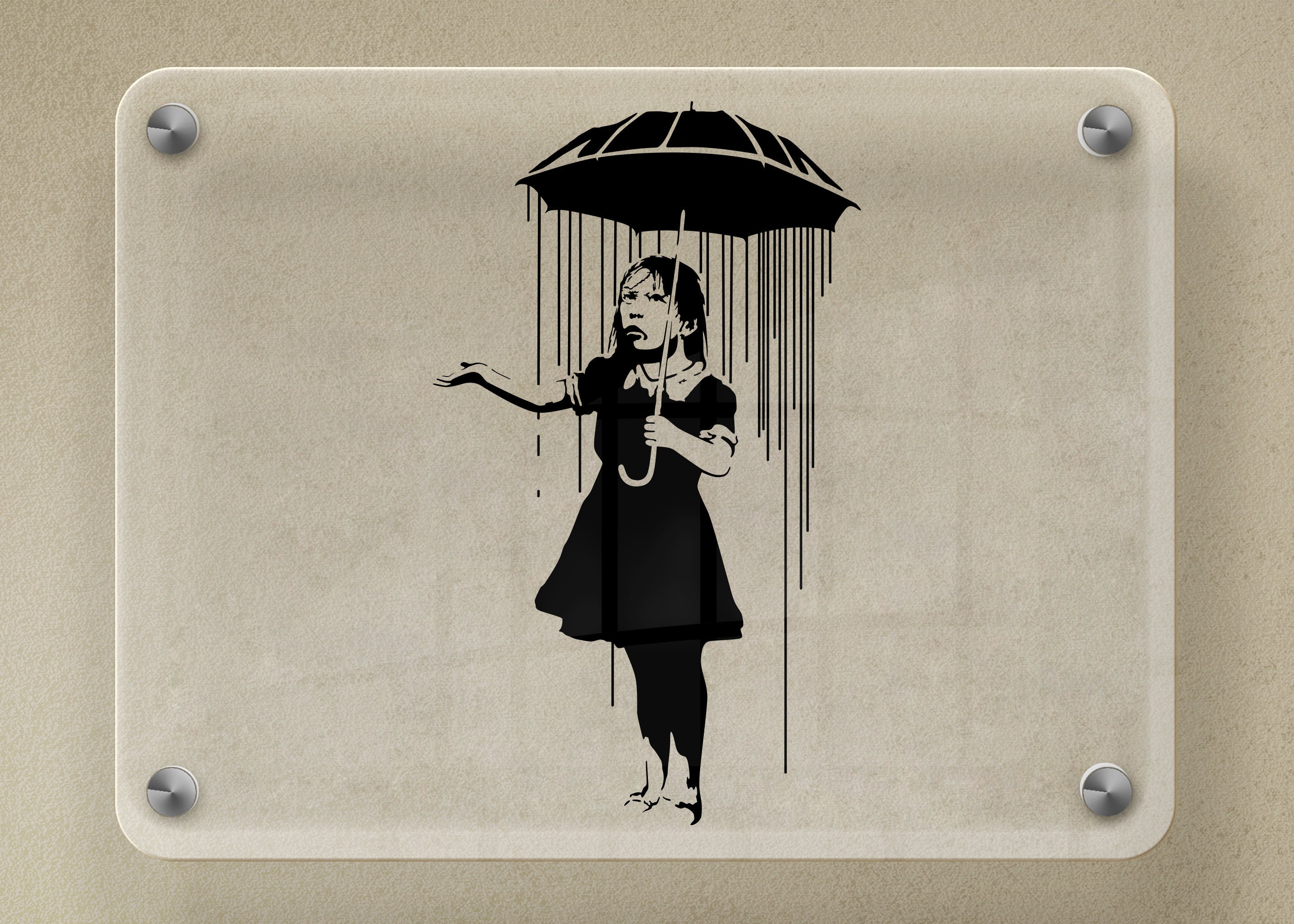 Banksy Rain Umbrella Girl Art Stencil, Svg, Dxf, Png, Pdf, Raining ...