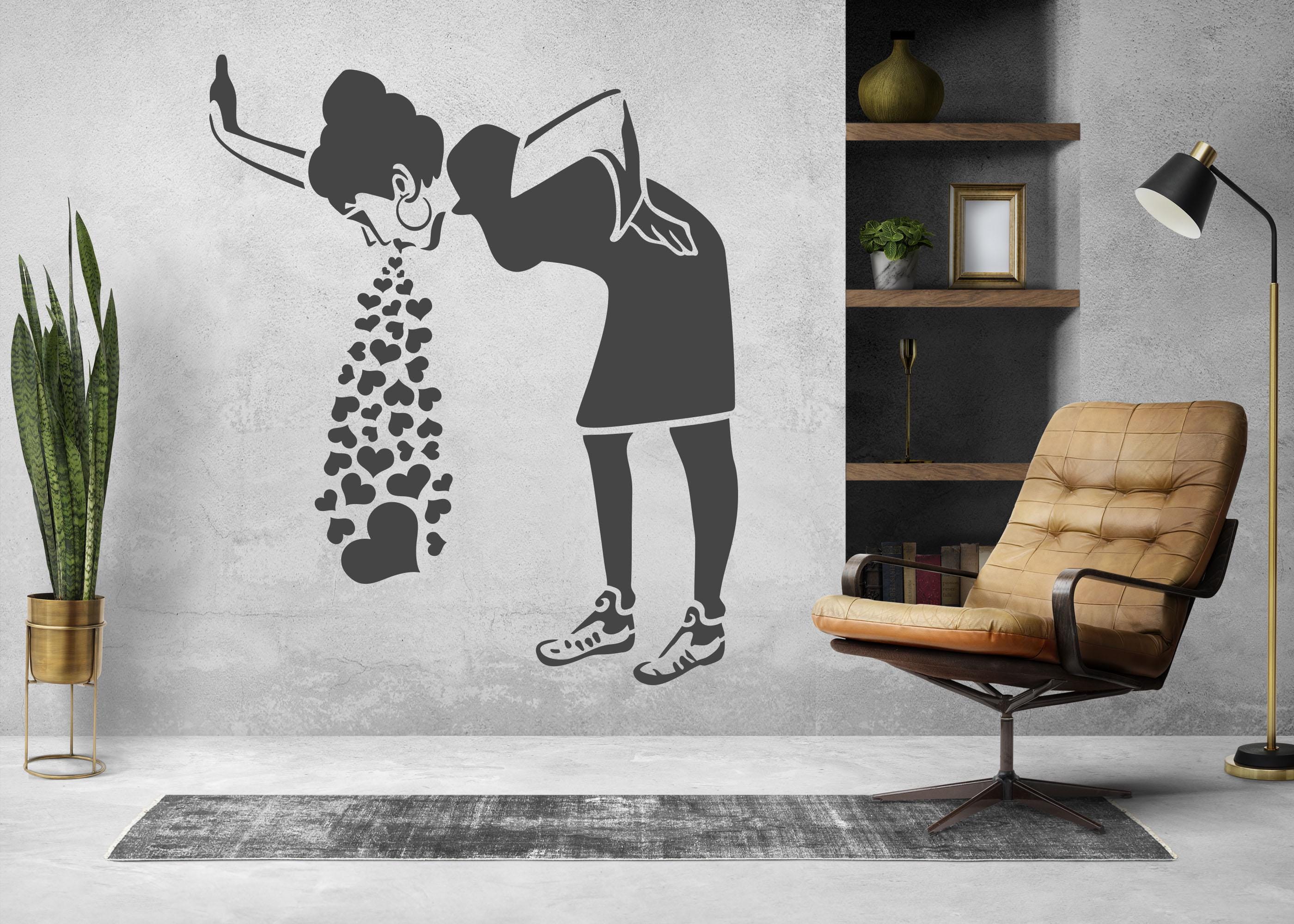 Banksy Woman Vomit Hearts Stencil SVG, Graffiti Street Art Cut File ...