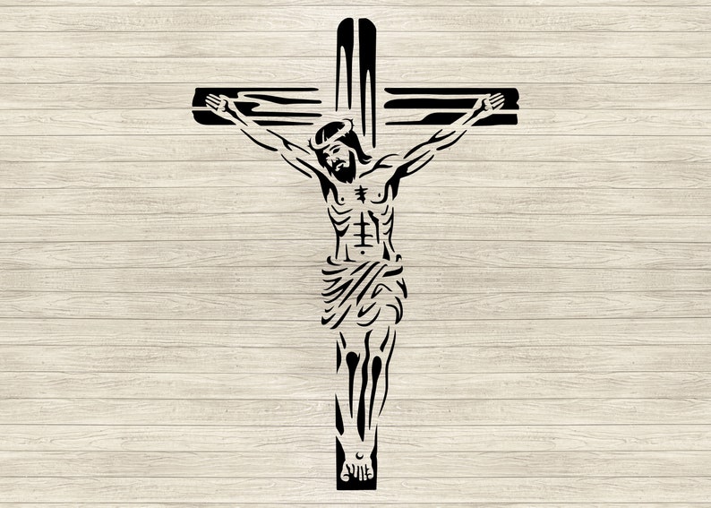 Jesus Crucified Sacred Holy Stencil Art, Vector SVG, Dxf, Stencil Print ...